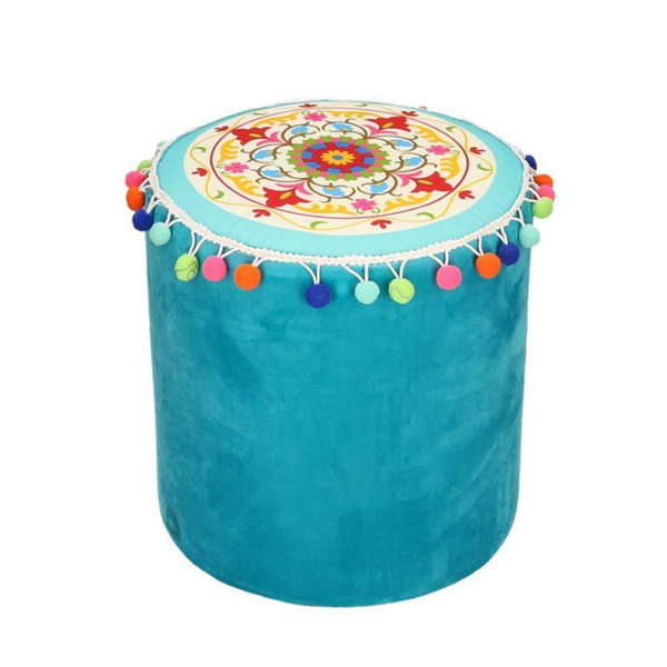 Latitude Vive Antonique 32Cm Wide Velvet Round Pouffe Ottoman | Wayfair.co.uk